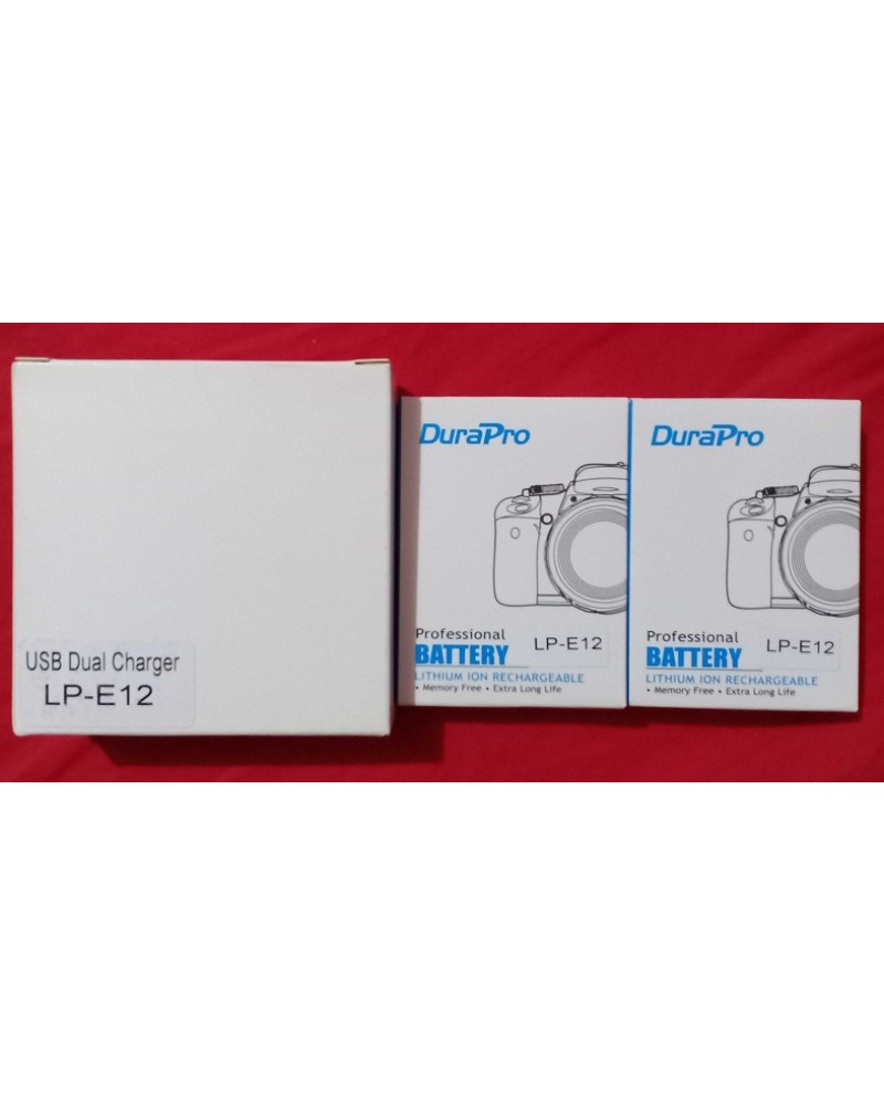 DuraPro 2 x 1800mAh LP-E12 Camera Battery + LCD USB Dual Charger